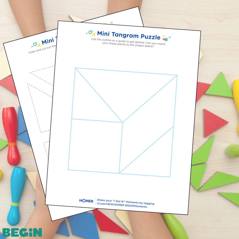 DIY Mini Tangram Puzzle for Kids (Ages 3-5) | Free Printable