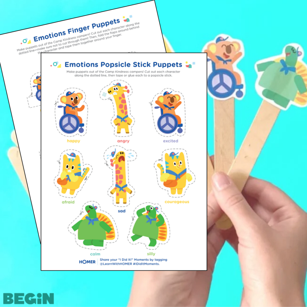 Emotion Finger Puppets for Kids (Ages 2-5) | Free Printable
