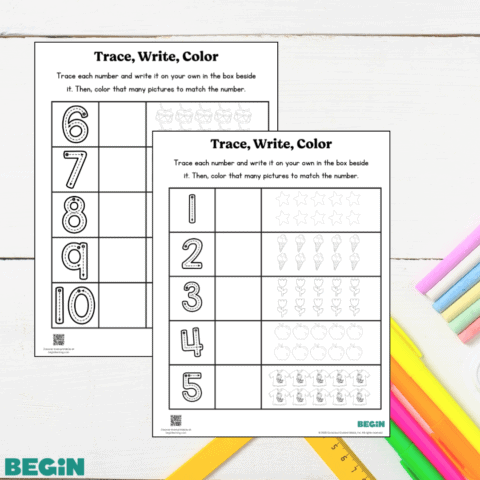 Trace, Write and Color Numbers for Kids | Free Printable