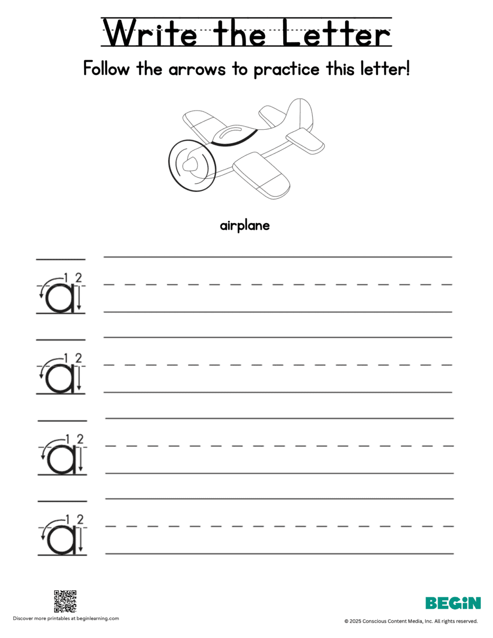 Free Letter "A" Printing & Writing Worksheets | Begin Learning