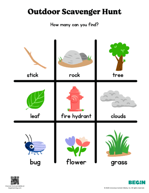 Free Printable Outdoor Scavenger Hunt For Kids | Begin Learning