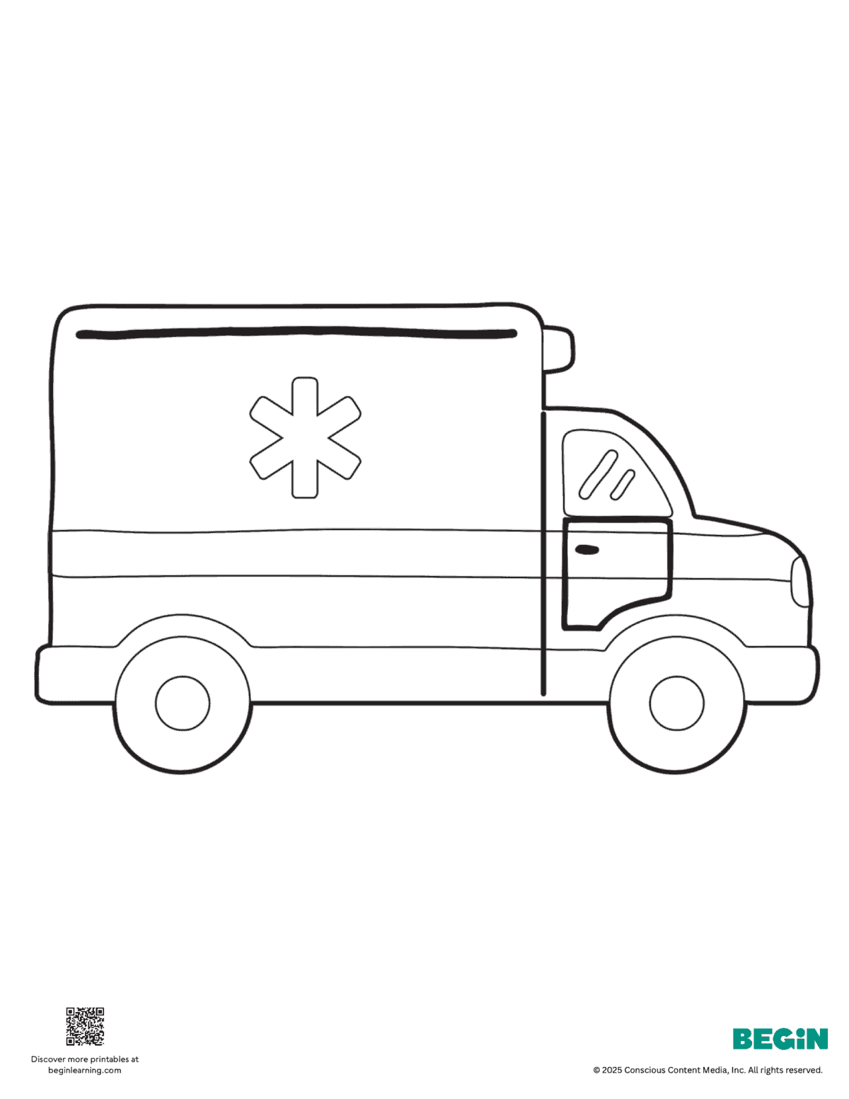 Free Printable Ambulance Coloring Pages | Begin Learning
